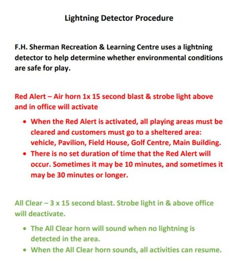 Lightning Detector Procedure | Dofasco Rec Park